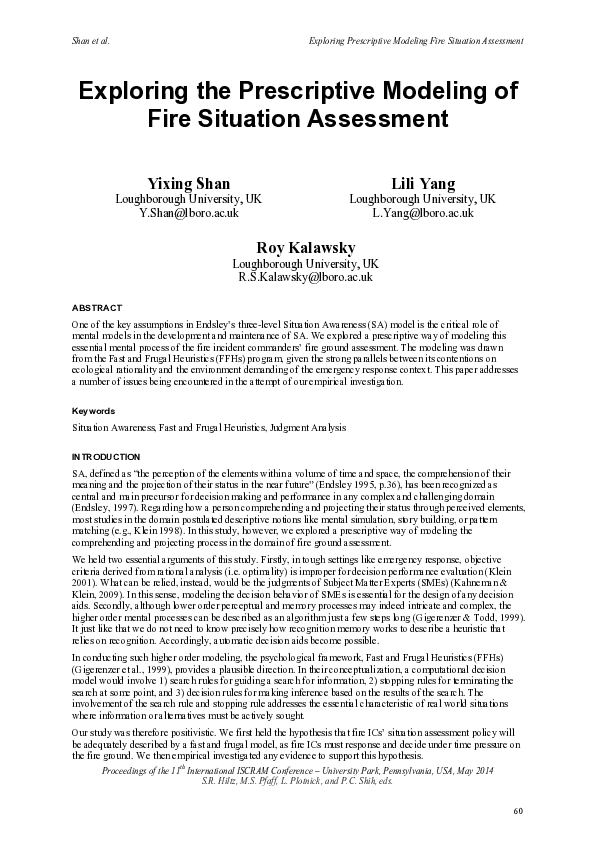 (PDF) Exploring the prescriptive modeling of fire situation assessment