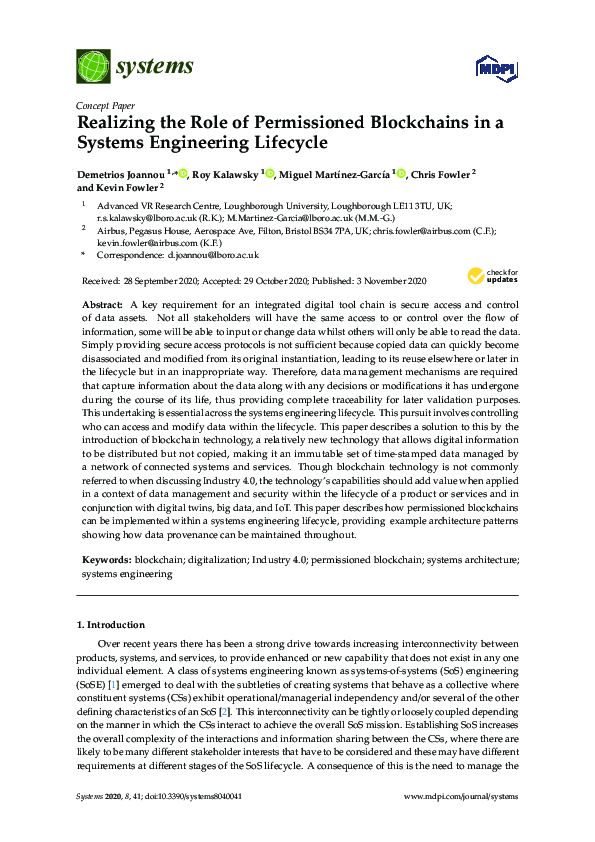 (PDF) Realizing the Role of Permissioned Blockchains in a Systems Engineering Lifecycle