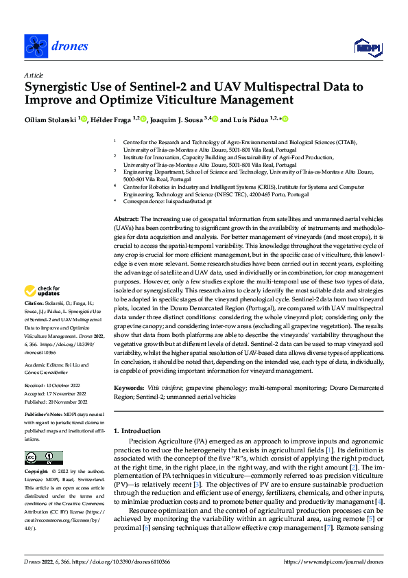 Pdf Synergistic Use Of Sentinel 2 And Uav Multispectral Data To Improve And Optimize
