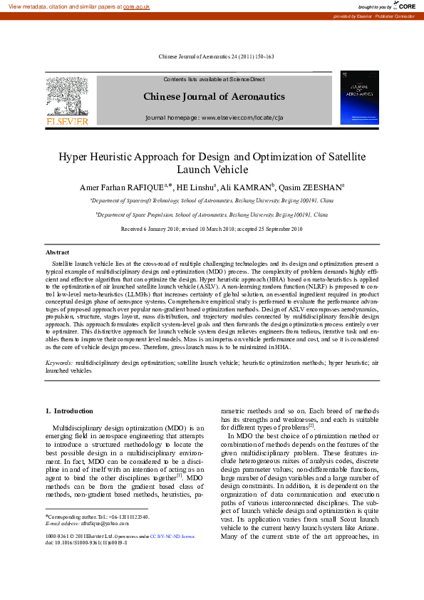 (PDF) Hyper Heuristic Approach for Design and Optimization of Satellite Launch Vehicle