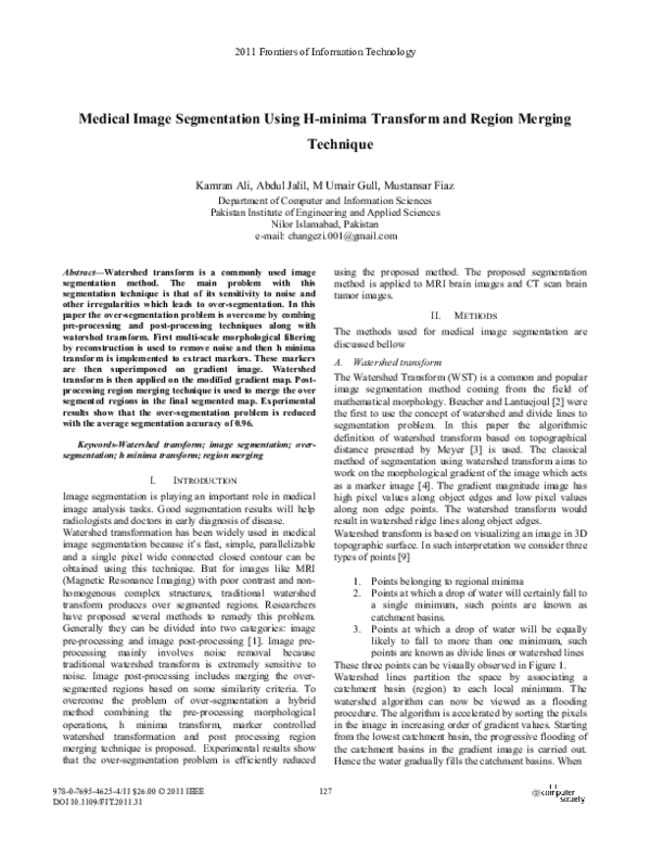 Pdf Medical Image Segmentation Using H Minima Transform And Region Merging Technique 4623