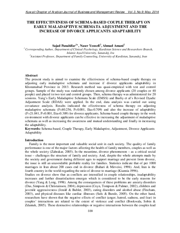 (PDF) The Effectiveness of Schema-Based Couple Therapy on Early ...