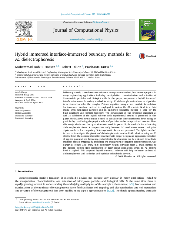 (PDF) Hybrid immersed interface-immersed boundary methods for AC dielectrophoresis