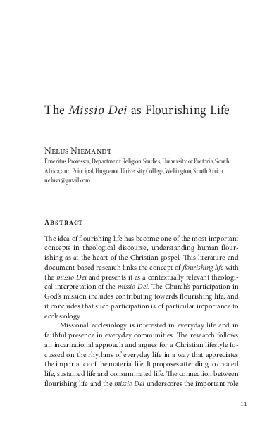 (PDF) The Missio Dei as Flourishing Life