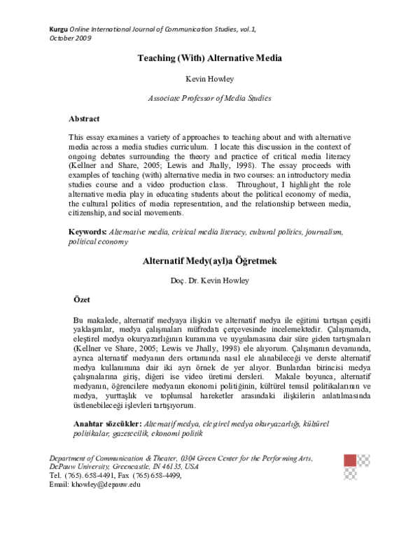 (PDF) Teaching (With) Alternative Media