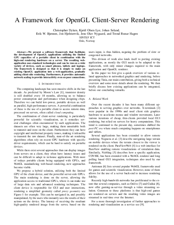(PDF) A framework for OpenGL client-server rendering