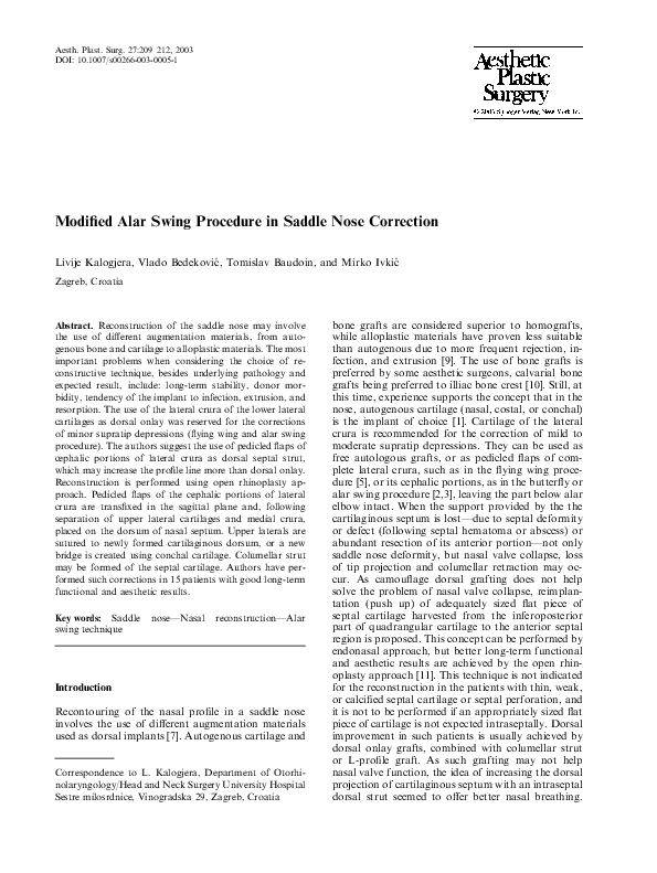 (PDF) Modified Alar Swing Procedure in Saddle Nose Correction | Mirko Ivkic - Academia.edu
