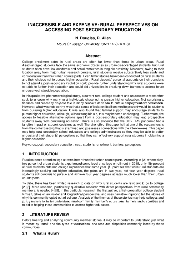 (PDF) Inaccessible and Expensive: Rural Perspectives on Accessing Post ...