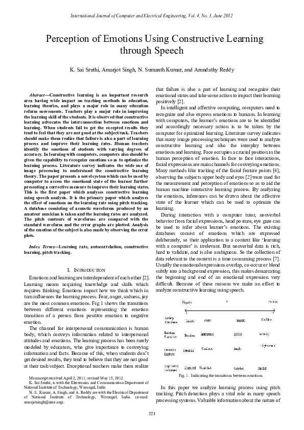 (PDF) Perception of Emotions Using Constructive Learningthrough Speech