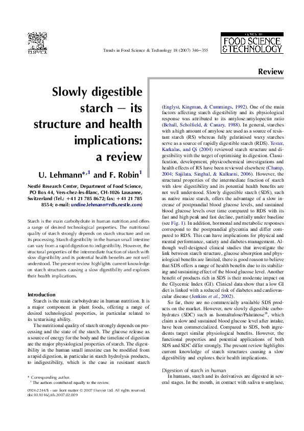 (PDF) Slowly digestible starch – its structure and health implications ...