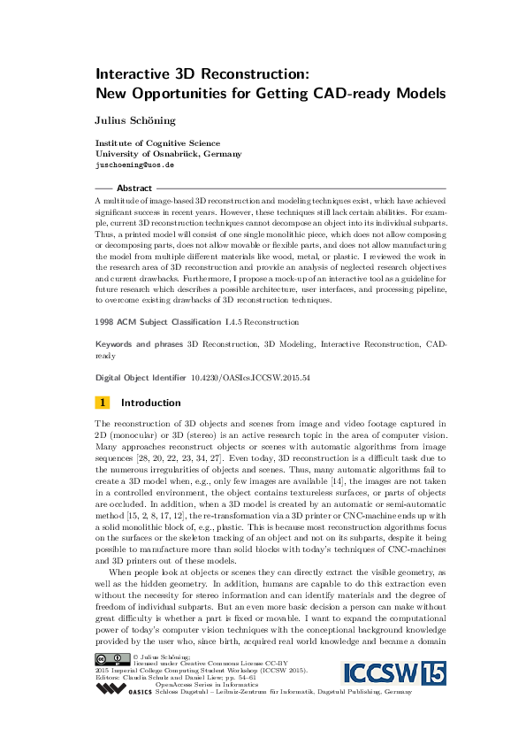 (PDF) Interactive 3D Reconstruction: New Opportunities for Getting CAD ...
