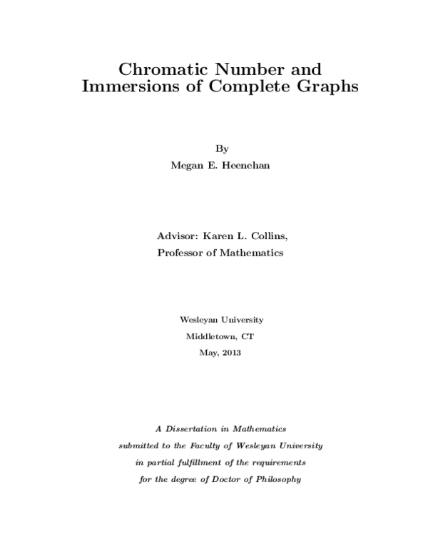(PDF) Chromatic Number and Immersions of Complete Graphs | Megan Heenehan - Academia.edu