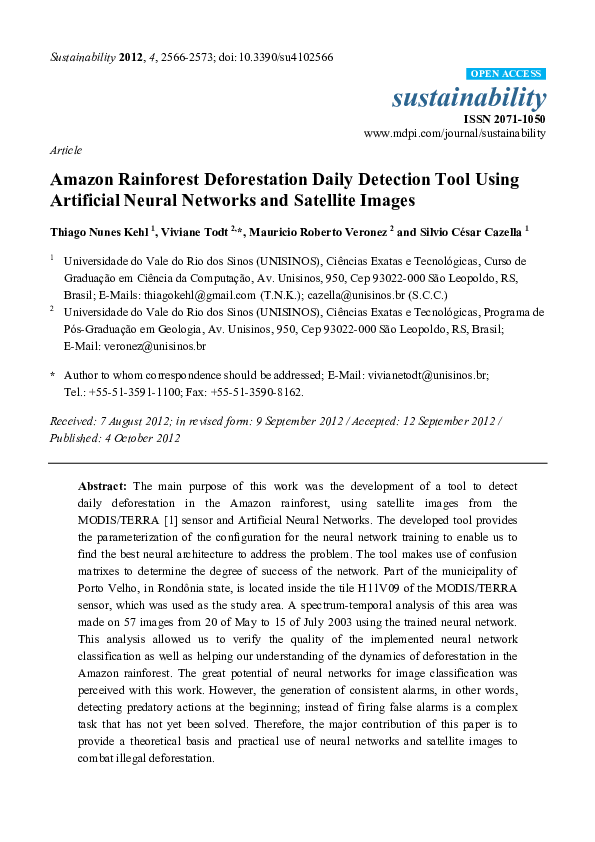 Pdf Amazon Rainforest Deforestation Daily Detection Tool Using