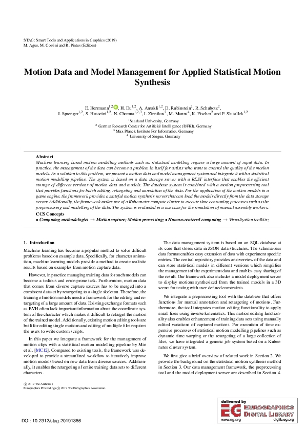 (PDF) Motion Data and Model Management for Applied Statistical Motion Synthesis