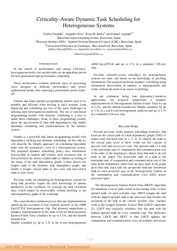 (PDF) Criticality-aware dynamic task scheduling for heterogeneous systems