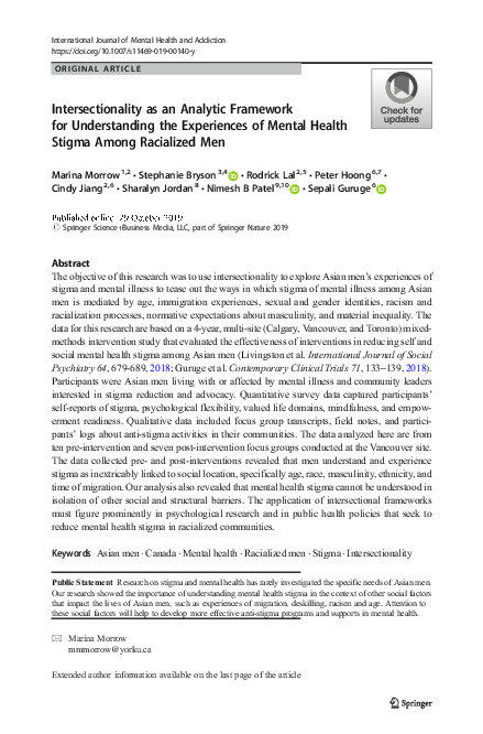 (PDF) Intersectionality as an Analytic Framework for Understanding the Experiences of Mental ...