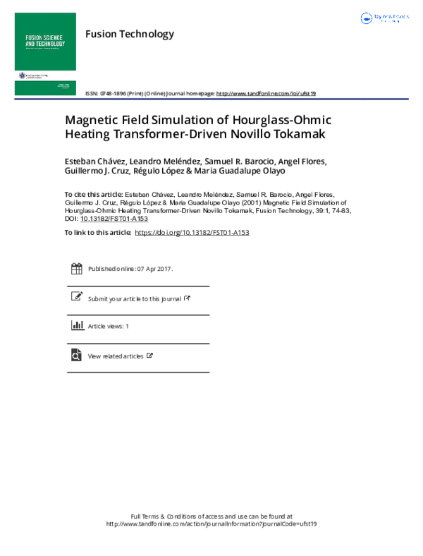 (PDF) Magnetic Field Simulation of Hourglass-Ohmic Heating Transformer-Driven Novillo Tokamak