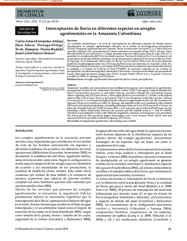 (PDF) Interceptación de lluvia en diferentes especies en arreglos ...
