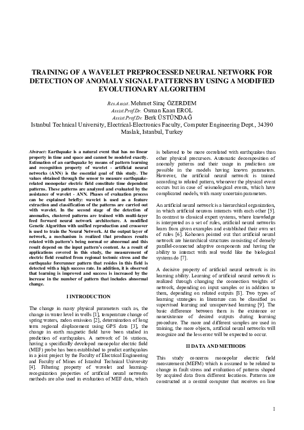 (PDF) Training of a Wavelet Preprocessed Neural Network for Detection of Anomaly Signal Patterns ...
