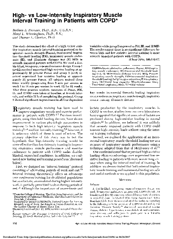 (PDF) High- vs Low-Intensity Inspiratory Muscle Interval Training in ...