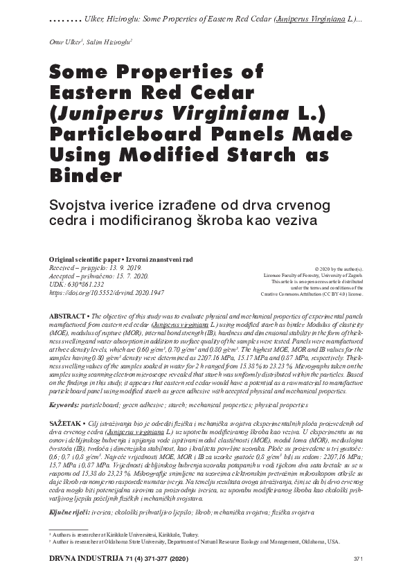(PDF) Some Properties of Eastern Red Cedar (Juniperus Virginiana L ...