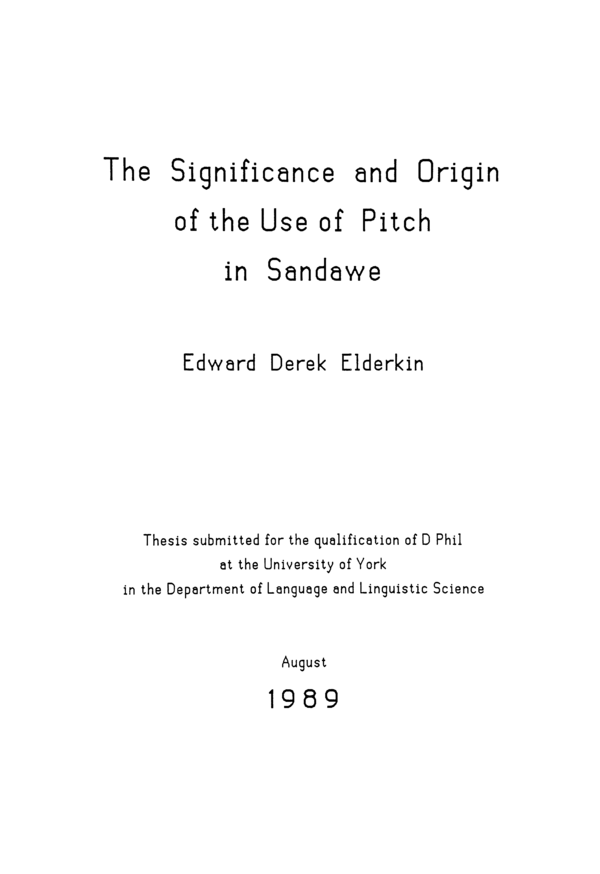 (PDF) The significance and origin of the use of pitch in Sandawe