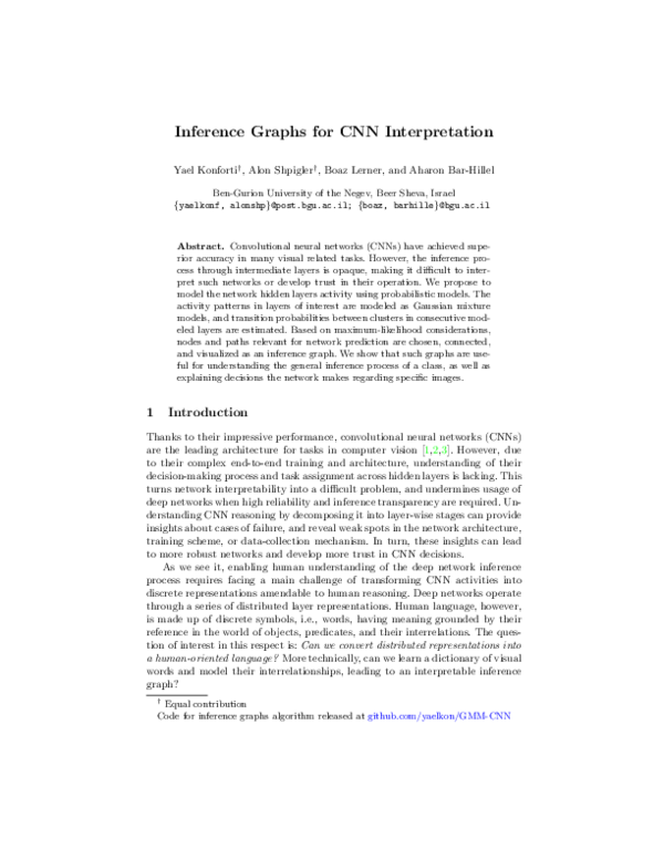 (PDF) Inference Graphs for CNN Interpretation