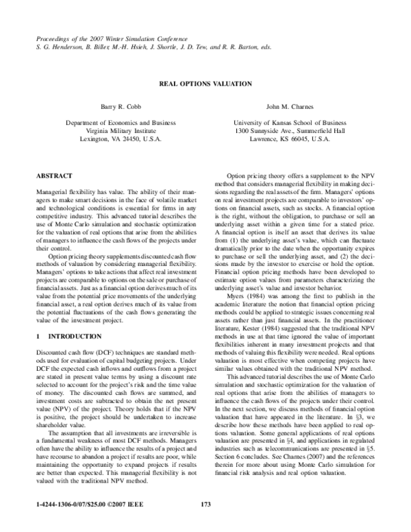 (PDF) Real options valuation