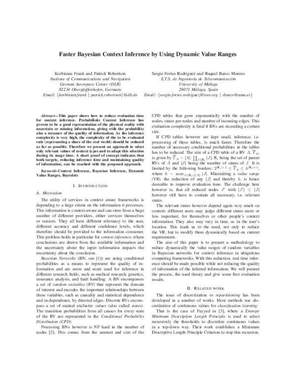 Pdf Faster Bayesian Context Inference By Using Dynamic Value Ranges