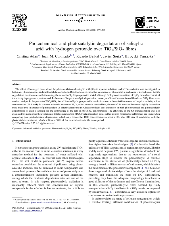 (PDF) Photochemical and photocatalytic degradation of salicylic acid ...