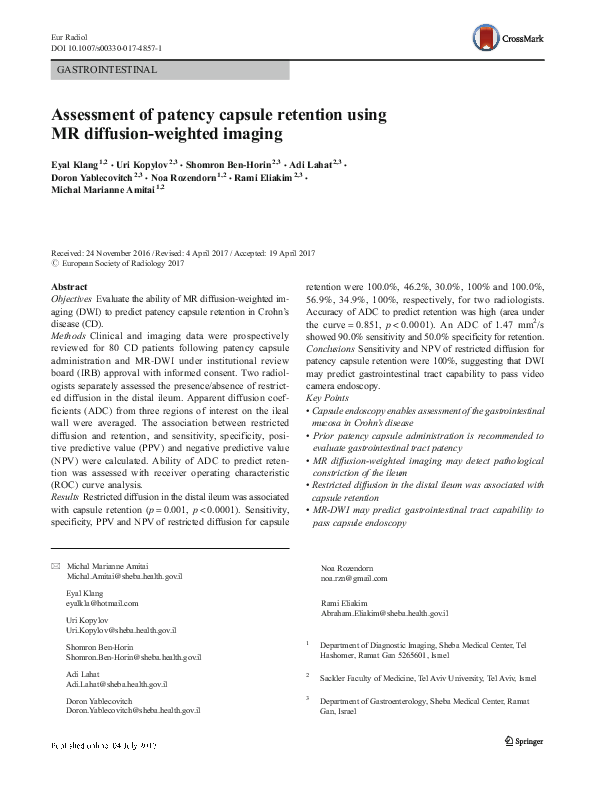 (PDF) Assessment of patency capsule retention using MR diffusion ...