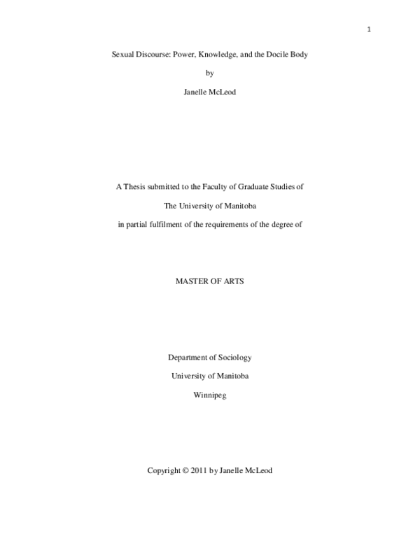 (PDF) Sexual discourse: power, knowledge, and the docile body