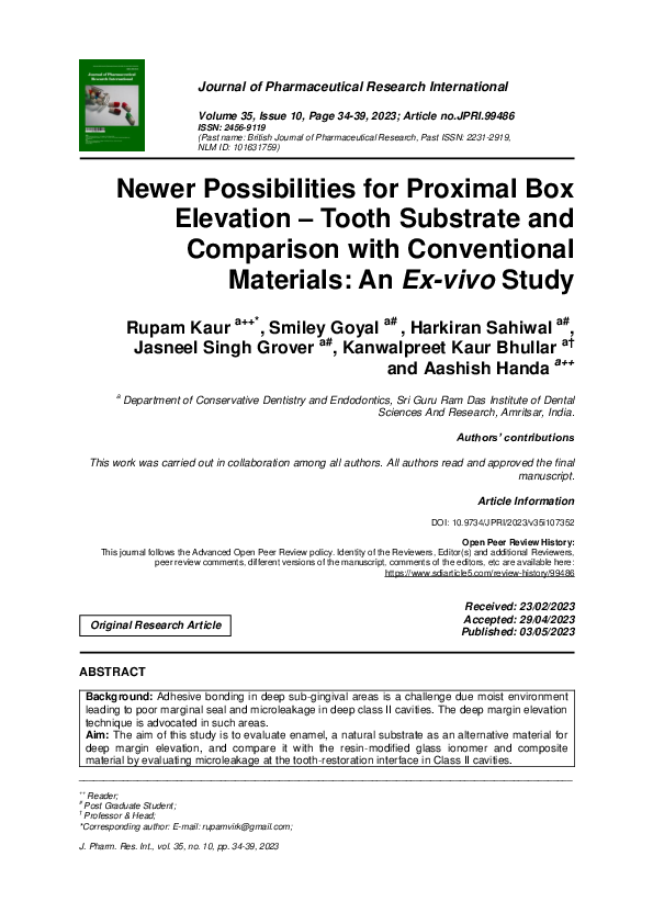 (PDF) Newer Possibilities for Proximal Box Elevation – Tooth Substrate ...