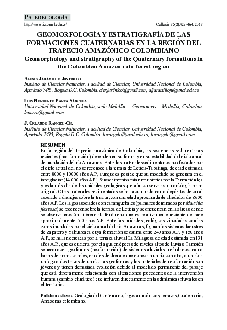 (PDF) Geomorfología y Estratigrafía De Las Formaciones Cuaternarias en ...