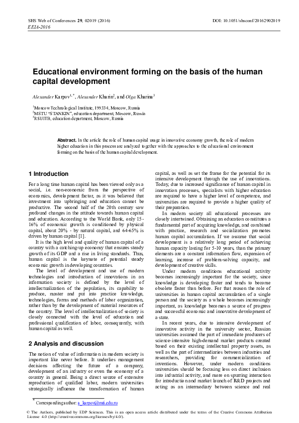 (PDF) Human Capital Development in Education
