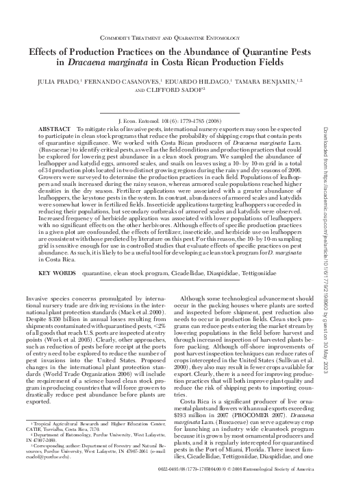 (PDF) Effects of Production Practices on the Abundance of Quarantine ...