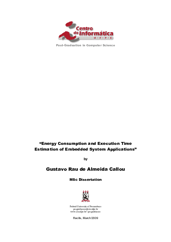 Pdf Energy Consumption And Execution Time Estimation Of Embedded
