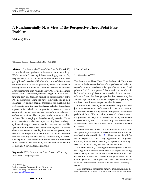 (PDF) A Fundamentally New View of the Perspective Three-Point Pose Problem