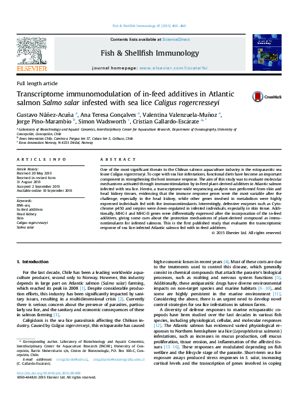 (PDF) Transcriptome immunomodulation of in-feed additives in Atlantic ...