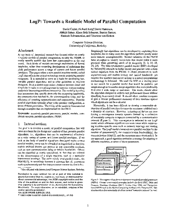 (PDF) LogP: towards a realistic model of parallel computation