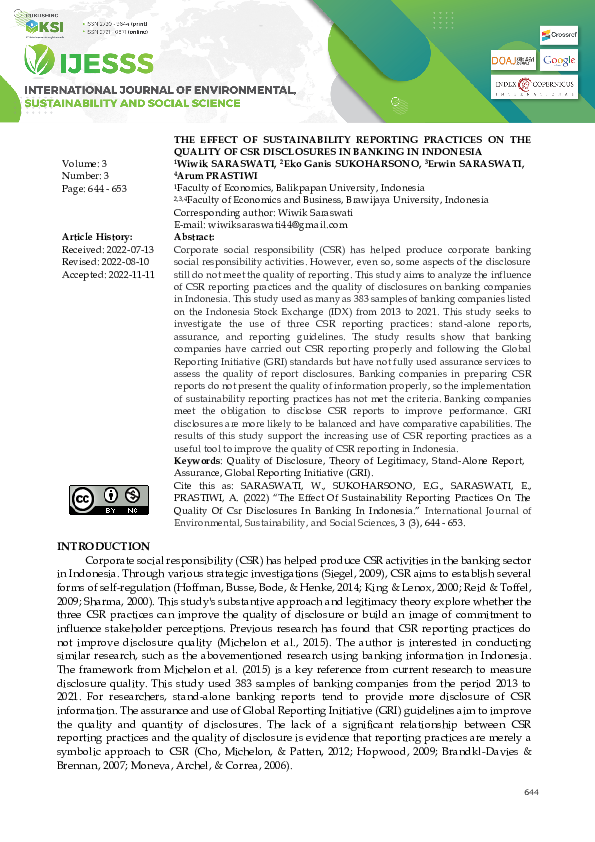 (PDF) The Effect Of Sustainability Reporting Practices On The Quality Of CSR Disclosures In ...