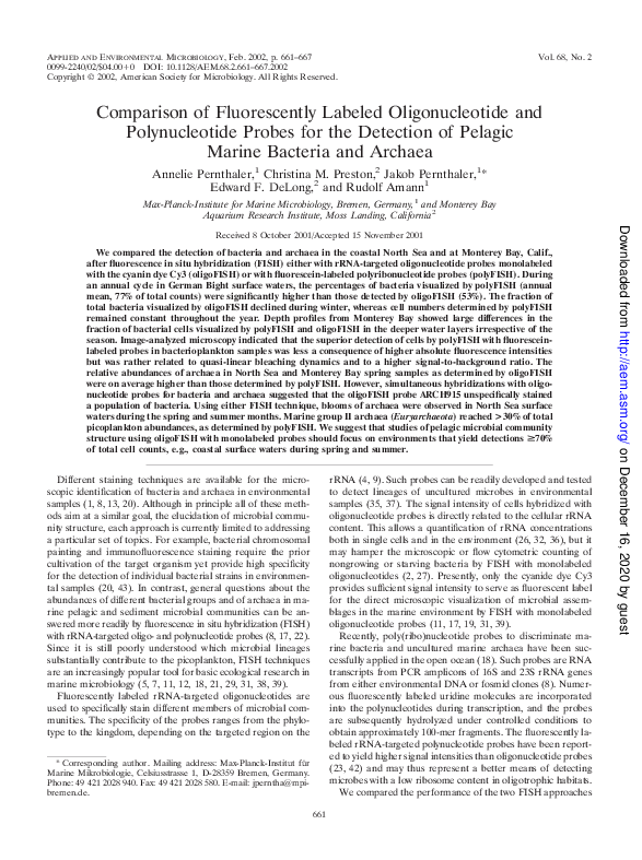 (PDF) Comparison of Fluorescently Labeled Oligonucleotide and Polynucleotide Probes for the ...