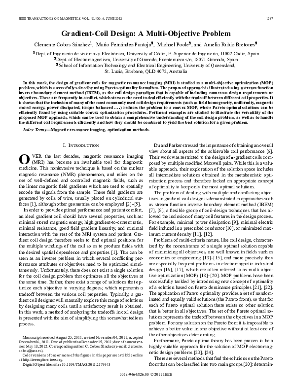 (PDF) Gradient-Coil Design: A Multi-Objective Problem