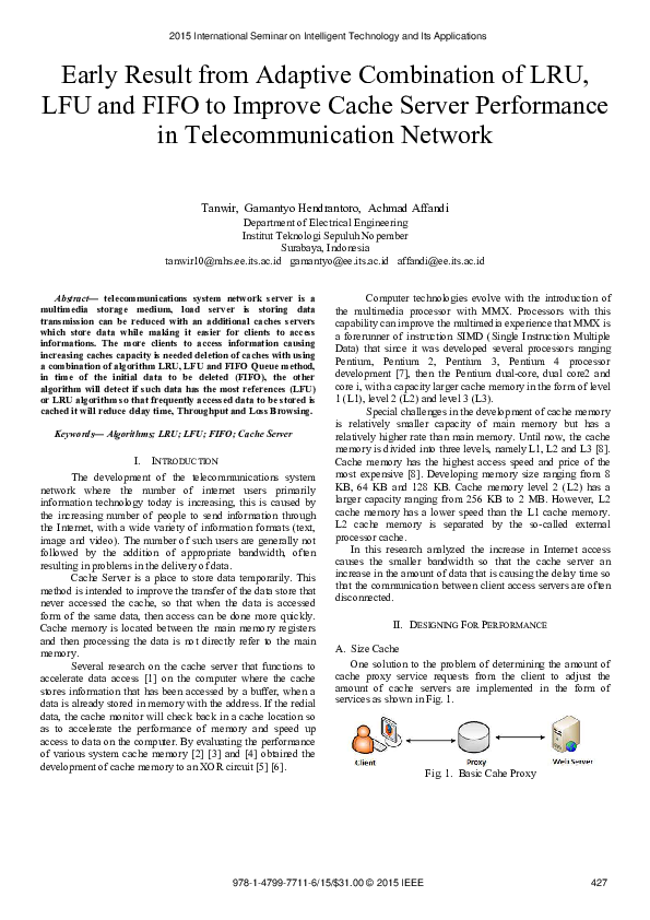 (PDF) Early result from adaptive combination of LRU, LFU and FIFO to improve cache server ...