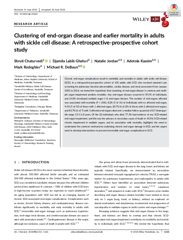 (PDF) Clustering of end-organ disease and earlier mortality in adults ...