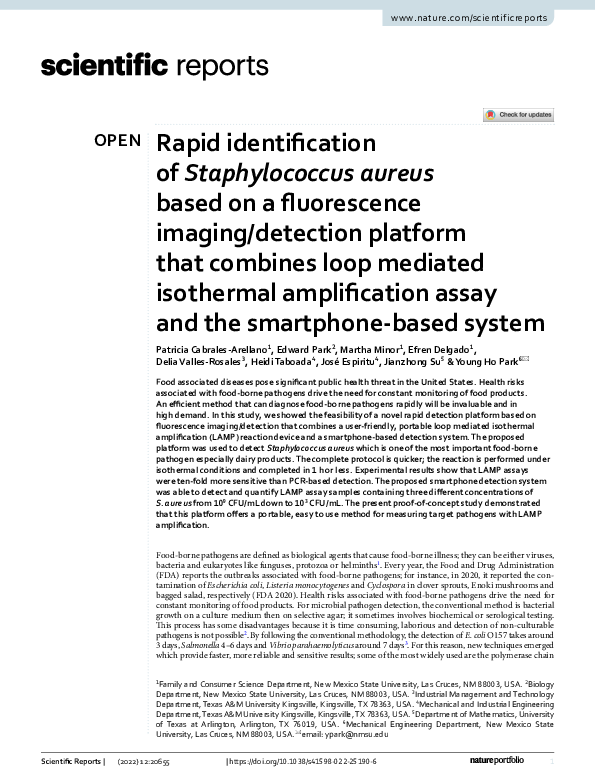 Pdf Rapid Identification Of Staphylococcus Aureus Based On A Fluorescence Imaging Detection