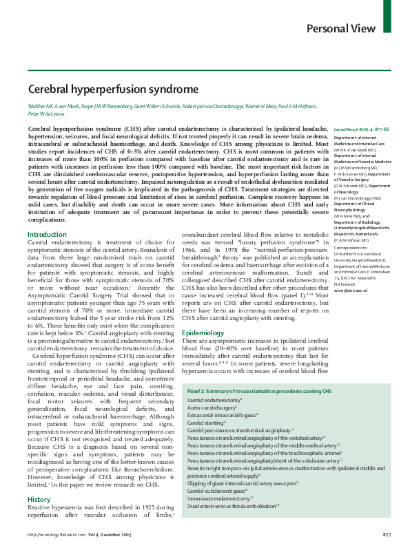 (PDF) Cerebral hyperperfusion syndrome