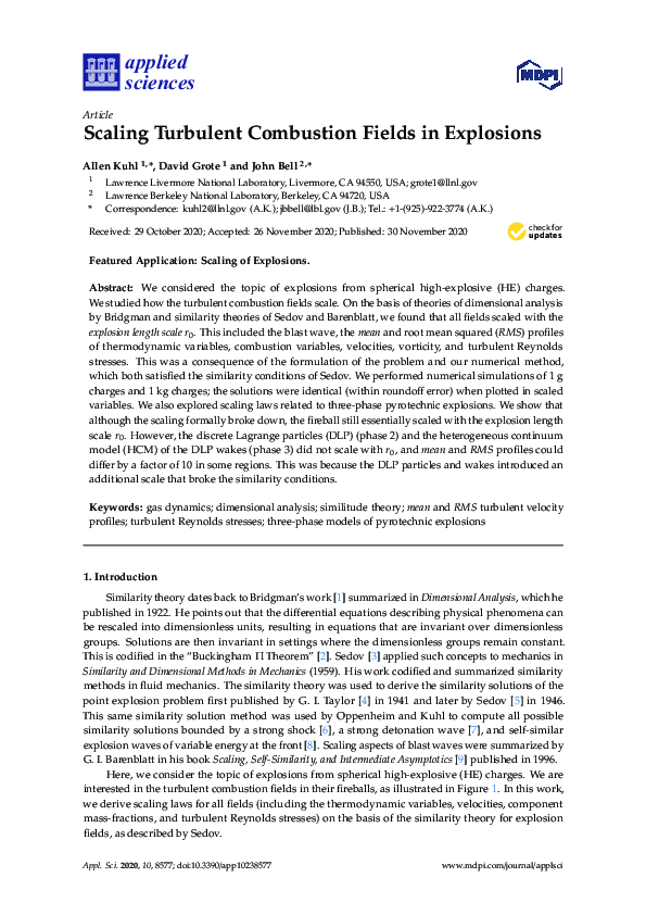 Pdf Scaling Turbulent Combustion Fields In Explosions