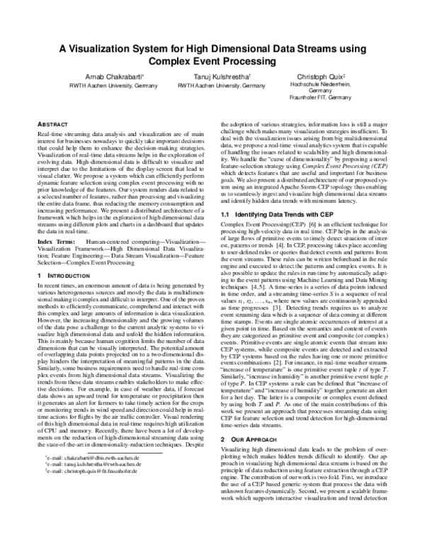 (PDF) A Visualization System for High Dimensional Data Streams using Complex Event Processing