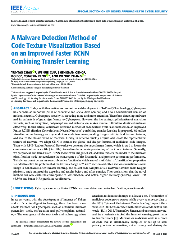 (PDF) Improved Malware Detection via Code Texture Visualization and Transfer Learning